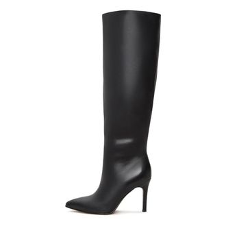 Cesare Gaspari Zeitlose schwarze Leder-Kniehohe Stiefel - Elegantes High-Heel-Schuhwerk - Schwarz - - Shoes - Damen - Schwarzk - 39 EU