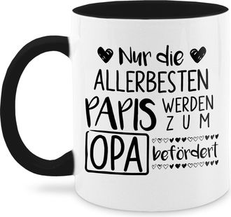 Shirtracer Tasse Tassen 325ml - Großvater - Nur die allerbesten Papis werden zum Opa befördert schwarz - 325 ml - Schwarz - coole+geschenke+für+opa geschenk für 