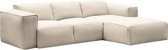 Studio Copenhagen home24 Ecksofa 3-Sitzer mit Longchair Beige Webstoff Saia 251cm Longchair davorstehend rechts Modern
