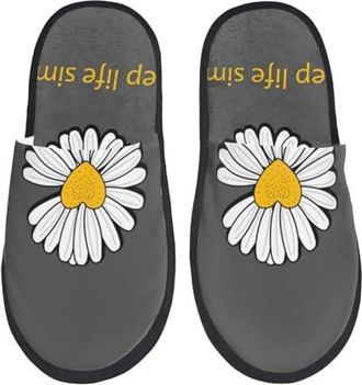 Generic Chaussons Femme Homme Imprim&eacute; Floral Keep Life Simple Chaussons DInt&eacute;rieur Confort Doubl&eacute;es En Peluche Pantoufles &Agrave; La Maison, Pour Hommes, Femmes, Ma
