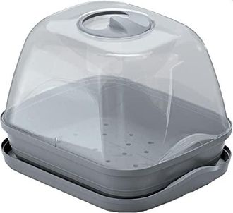 Prosperplast Mehrzweck-Saatbett/Tablett mit Polycarbonatdeckel RESPANA TABLE GREENHOUSE, Abmessungen (mm) 257x196x185, Farbe Steingrau