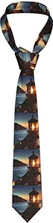 Generic Cravate DAffaires Phare Coucher De Soleil Sur La C&ocirc;te Formelle Men Tie Fine Cravate Pour Travail Mariage &Eacute;v&eacute;nements