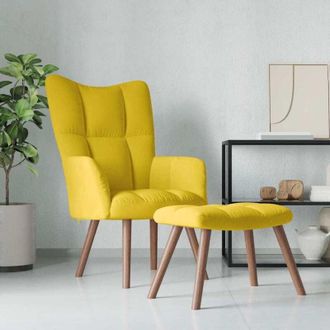 vidaXL Relaxsessel mit Hocker Senfgelb Samt - Vidaxl