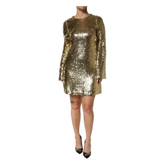 Dolce & Gabbana Goldenes Pailletten Minikleid - - Dresses - Damen - Gelb - S