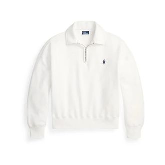 Polo Ralph Lauren Femme, Sweatshirts et sweats &agrave; capuche, Blanc, Taille: 38 FR SweaT-shirt &agrave; col zipp&eacute; avec logo