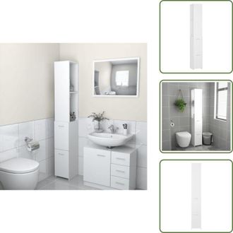 vidaXL Vidaxl - Armoire de salle de bain blanc 25x26,5x170 cm bois ding&eacute;nierie - Meuble De Salle De Bain - Armoire De Salle De Bain - Rangement Salle De
