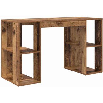 vidaXL Vidaxl - Bureau droit avec rangement en bois ding&eacute;nierie - Dimensions 130 x 50,5 x 75 cm - Finition marron - Id&eacute;al pour t&eacute;l&eacute;travail et cr&eacute;ativit&eacute;