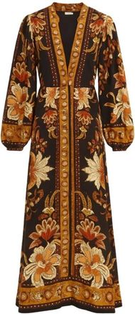 Farm Rio Farm Rio, Femme, Robes, Noir, Taille: 38 FR Maxi Dress Majestic Garden