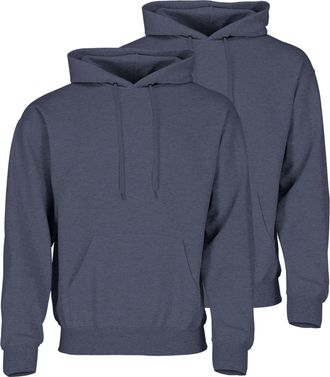 Fruit Of The Loom Doppelpack Classic Kapuzen-Sweat Herren Hoodie 2er Pack + GRATIS MyShirt Stoffbeutel, Farbe:Vintage Navy meliert, Gr&ouml;&szlig;e:2XL