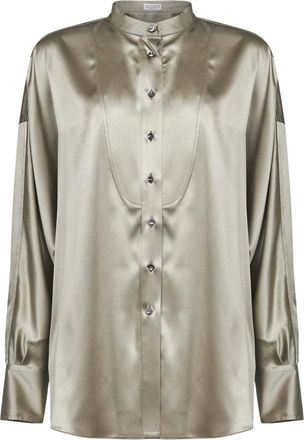 Brunello Cucinelli Femme, Blouses et Chemises, Vert, Taille: 38 FR Brunello Cucinelli Chemises