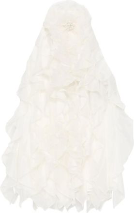 Retrofête robe courte Arina à volants - Blanc