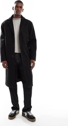 Asos Manteau long décontracté aspect laine - Noir