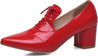 Generic Eestfy Escarpins &agrave; Bout Pointu avec Talon Bloc, Cuir Verni, pour Travail et &eacute;v&eacute;nements Cocktail, Talon Moyen, Chaussures de soir&eacute;e &agrave; Lacets Oxford, Se