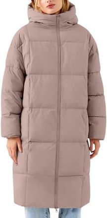Generic Veste imperméable légère avec capuche, coupe-vent longue veste à capuche en duvet à col montant pour femme, manteau dhiver chaud matelassé parka, mant