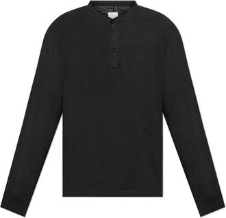 Rag & Bone Homme, Tops, Noir, Taille: L Classic Flame Long Sleeve Henley