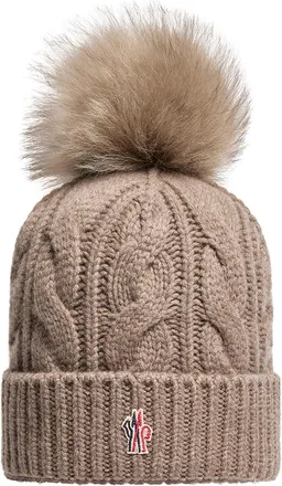 Moncler Moncler Wool & Cashmere Beanie With Pom Pom, Women, Brown, Size: One Size