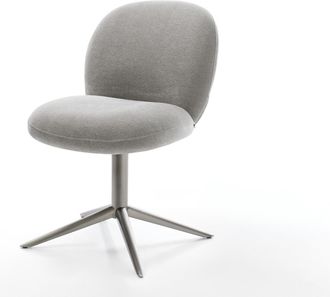 DELIFE Drehstuhl Nube-Flex Strukturstoff Soft Grau Fußkreuz Graphit 360° drehbar Wippfunktion Taschenfederkern, Esszimmerstühle