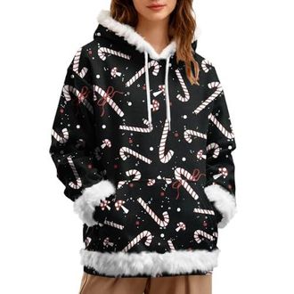 Generic Ydsxlp Sweat à capuche de Noël surdimensionné pour femme avec imprimé sapin de Noël amusant en polaire à manches longues pour lautomne et lhiver - Pul