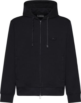 Emporio Armani Homme, Sweatshirts et sweats &agrave; capuche, Bleu, Taille: L SweaT-shirt &agrave; capuche zipp&eacute; en double jersey