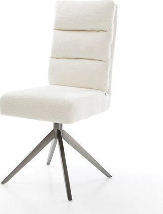 DELIFE Drehstuhl Pela-Flex Boucl&eacute; Soft Beige Kreuzgestell breit Graphit 360&deg; drehbar Wippfunktion Taschenfederkern, Esszimmerst&uuml;hle