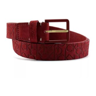 Calvin Klein Gepr&auml;gter Logo-Lederg&uuml;rtel - - Accessories - Damen - Rot - 100 CM