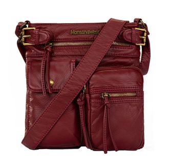 Montana West Crossbody-Tasche f&uuml;r Damen, mehrere Taschen, Schultertaschen, mittelgro&szlig;, Reisegeldb&ouml;rsen, ultraweiches gewaschenes Leder, Klassisches Rot