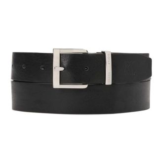 Kazar Schwarzer G&uuml;rtel mit silberner Schnalle mit Logo - - Accessories - Herren - Schwarzk - 90 CM