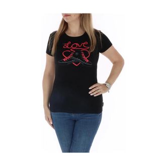 Converse Liebe Herz Tee Schwarzer Druck - - Tops - Damen - Schwarzk - S