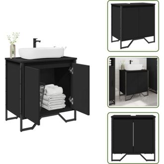 vidaXL The Living Store - vidaXL Waschbeckenunterschrank Schwarz 60x35x60 cm Holzwerkstoff