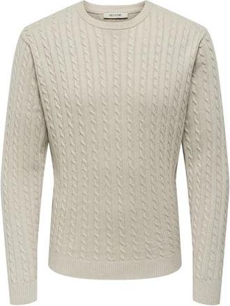 Only & Sons Onsloui Reg 12 Cabel Crew Knit Noos, Crème, XS Homme