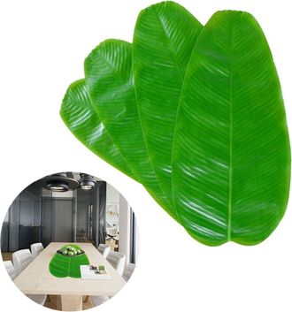 SOLUSTRE 5 Stück Teiliges Künstliche Bananenblatt Tischsets Grüne Tropische aus Stoff Langlebige Tischmatten für Hawaii Luau Party Jungle Party Dekoration Klei