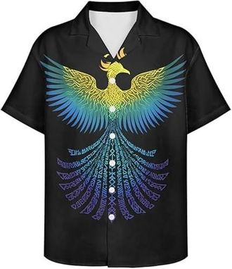 Keephen Nouveaut&eacute; Viking Chemises Hommes/Femmes Viking Animal Impression 3D Chemise Hawaiienne Chemise &agrave; Boutons Cool Plage Vacances Col &agrave; Revers Haut