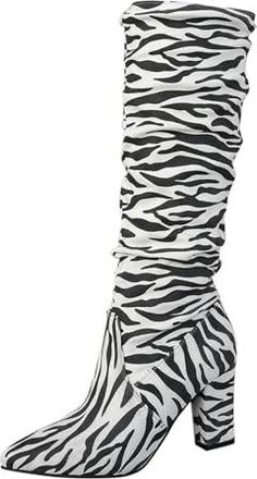 Generic Bottes Femme &agrave; Talon Haut Bout Pointu Bottes Hautes en Daim Su&eacute;d&eacute; Style Britannique &Eacute;l&eacute;gantes L&eacute;g&egrave;res Confortables Casual Chic Femme Chaussures Montan