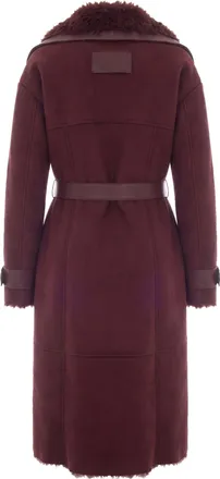 Patrizia Pepe Faux Suede with Fluffy Collar Coat - Brown