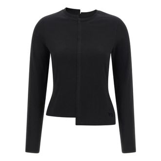 Yohji Yamamoto Femme, Tops, Noir, Taille: 36 FR T-shirt Longue en Maille