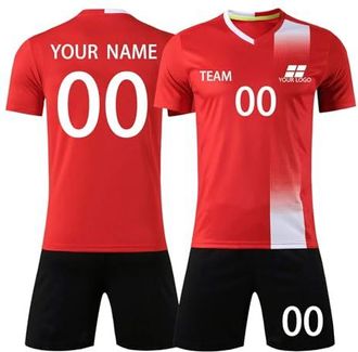 Generic Maillot de football personnalis&eacute; pour enfants adultes et jeunes avec maillot et short avec nom de l&eacute;quipe et logo, 1-1., L