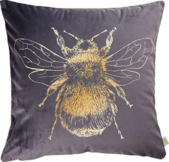 Riva Paoletti Evans Lichfield Kissenbezug mit Goldener Biene, Polyester, grau, 43 x 43 cm (Pack of 1)