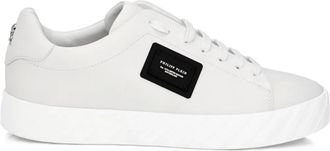 Philipp Plein baskets en cuir à plaque logo - Blanc