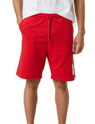 Koton Herren Basic Drawstring Slogan Printed Pocket Detailed Shorts, Red (401), S EU