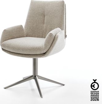 DELIFE Drehstuhl Clea-Flex Webstoff Soft Beige Fu&szlig;kreuz Graphit 360&deg; drehbar Wippfunktion, Esszimmerst&uuml;hle