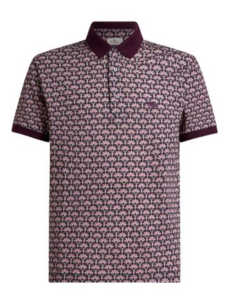 Etro palm-motif cotton polo shirt - Schwarz