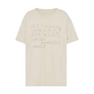 Maison Margiela Numerical Baumwoll-T-Shirt - - Tops - Damen - Beige - L
