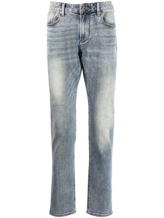 Emporio Armani Slim-Fit-Jeans mit Logo-Schild - Blau