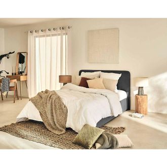 Best Mobilier Bestmobilier - Goyave - lit coffre - 140x190 - en tissu - sommier inclus - gris anthracite