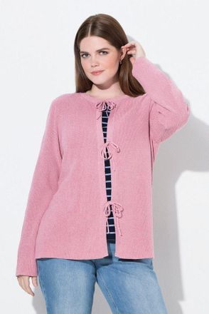Ulla Popken Strickjacke Strickjacke Schleifenverschluss Rundhals
