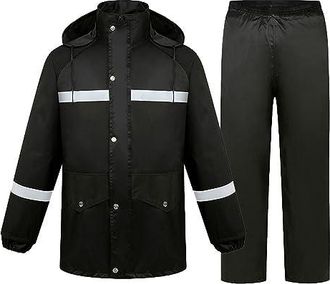 Generic DUHENWU Combinaison de pluie pour homme - Imperm&eacute;able et respirante - V&ecirc;tement de pluie de v&eacute;lo - R&eacute;fl&eacute;chissant - Veste de pluie et pantalon de pluie 