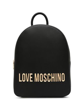 Love Moschino sac &agrave; dos en cuir &agrave; plaque logo - Noir