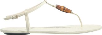 Gucci Low-Top Sneaker - Thong Malaga Kid Leather Sandals - Gr. 40 (EU) - in Creme - f&uuml;r Damen
