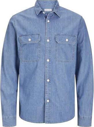 Jack & Jones Jjetravis Ls Noos T-Shirt Chemise à Manches Longues, Bleu Jeans Clair, M Hommes