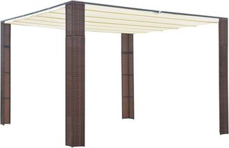 vidaXL Vidaxl - Tonnelle avec toit R&eacute;sine tress&eacute;e 300x300x200cm Marron et cr&egrave;me